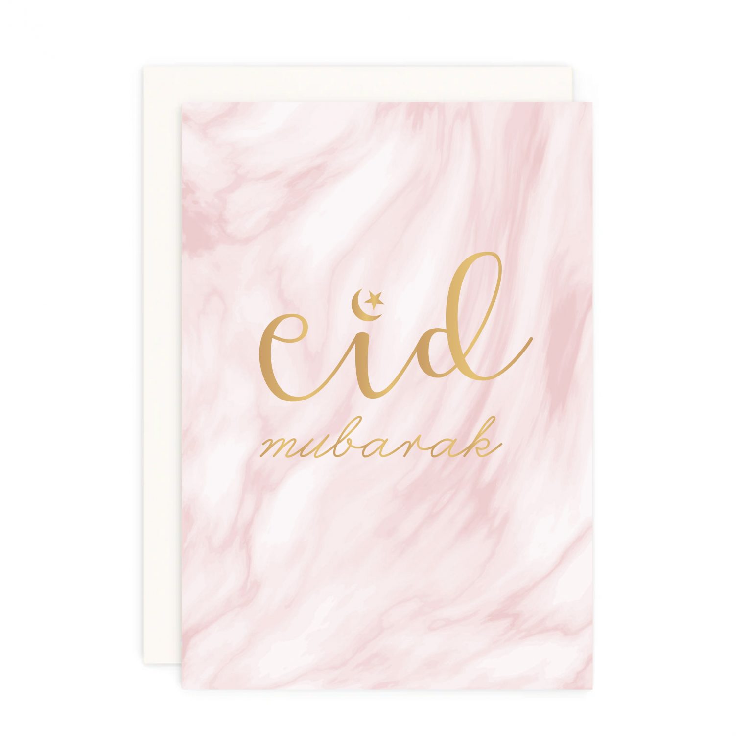 Pink Marble & Gold Eid Card - Islamic Pearls Gift Shop